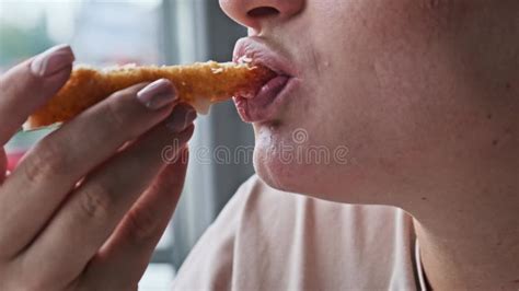 Eating Cheese Stick With Cranberry Sauce Closeup Stock Footage Video Of Unhealthy Teeth