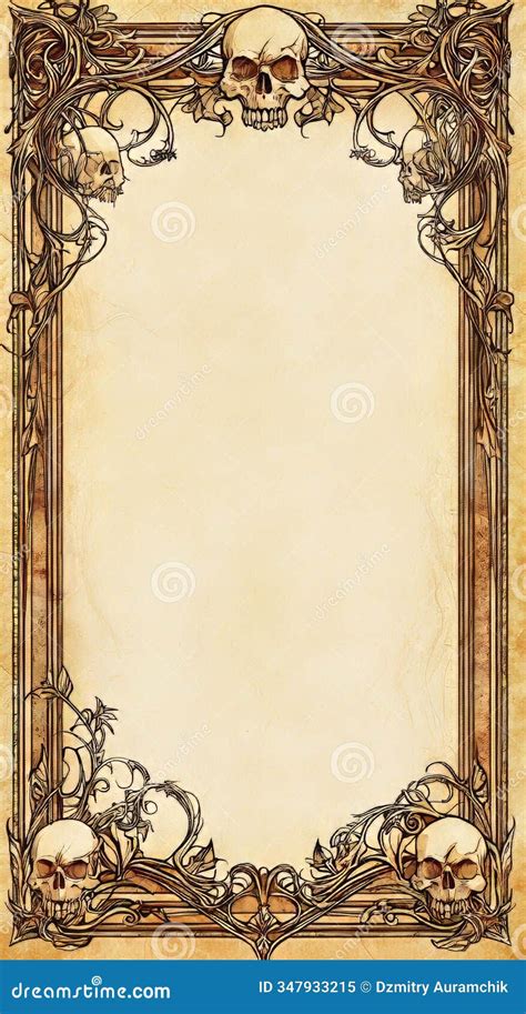 Decorative Medieval Border Design On A Richly Detailed Antique Paper