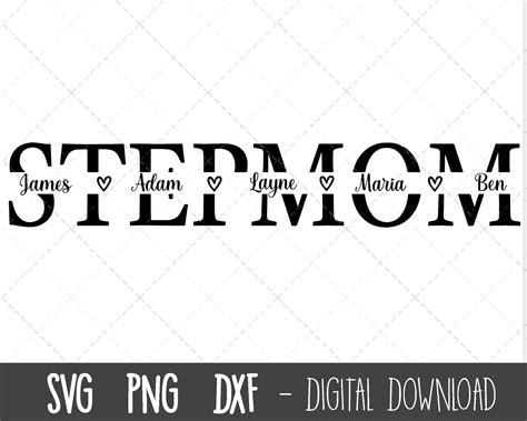Stepmom Svg Stepmother Svg Mothers Day Svg Stepmom Split Name Frame