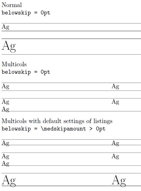 listings how to fix spacing after multicols with lstlisting tex