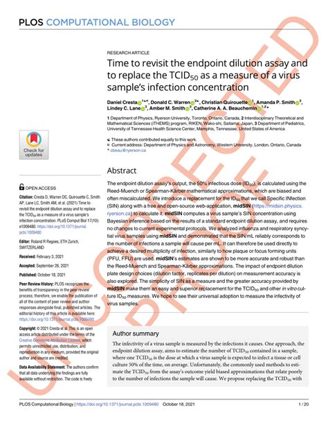 Pdf Time To Revisit The Endpoint Dilution Assay And To Replace The