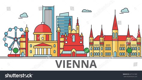 Vienna City Skyline Buildings Streets Silhouette เวกเตอร์สต็อก ปลอด