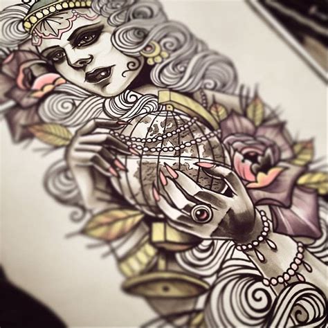 Neo Traditional Gypsy Tattoo Design