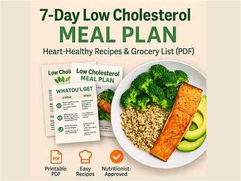 7 Day Low Cholesterol Meal Plan Pdf Heart Healthy Recipes And Grocery
