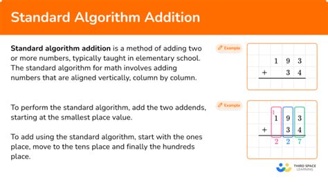 Standard Algorithm Addition Math Steps Examples And Questions