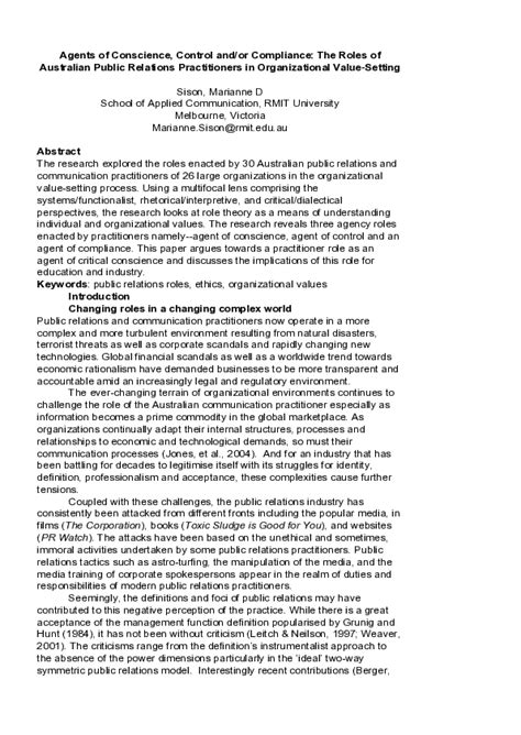 Pdf Agents Of Conscience Control Andor Compliance The Roles Of