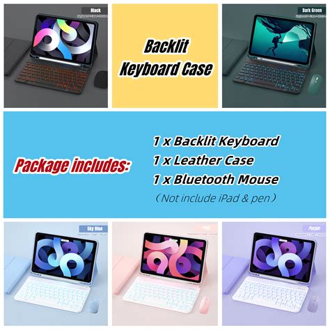 NIXXOS For IPad Case With Backlit Keyboard LED Light Colors Bluetooth Keyboard Case With Built