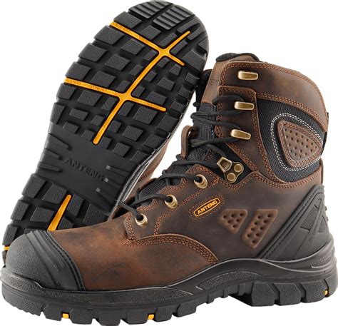 Anteng Mens Work Boots Oiled Nubuck Leather Steel Toes
