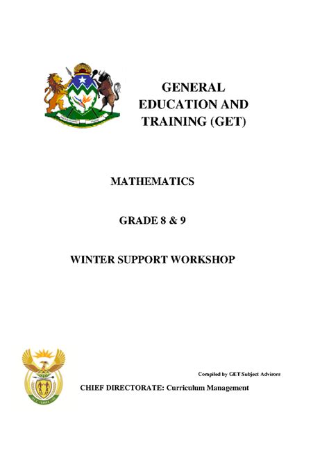 Maths Grade 8 9 Rev Pack 2020 Mathematics Grade 8 And 9 Winter Support