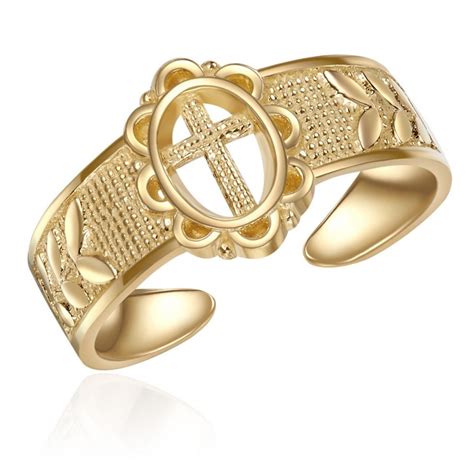 Gold Cross Toe Ring Solid Gold Toe Ring Cross Toe Ring Open Toe