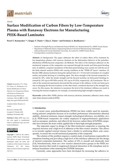 Pdf Surface Modification Of Carbon Fibers By Low Temperature Plasma