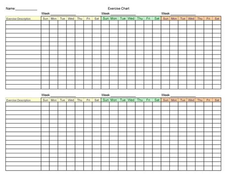 Exercise Chart Printable Free Printable