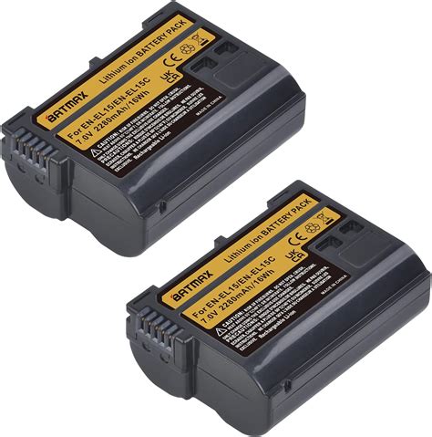 Batmax 2 Pack High Capacity En El15 Rechargeable Li Ion Batteries