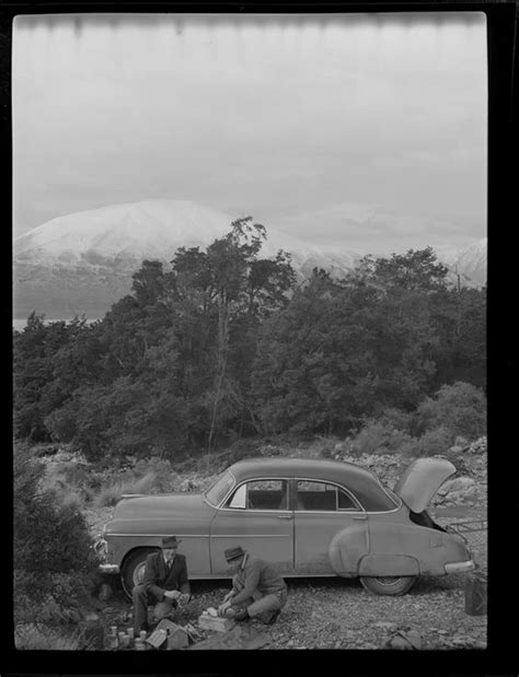 Harry Wigley And Keith Having A Picnic Beside The Chevrolet Sedan