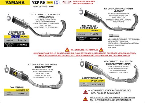 Arrow Competition Full Titanium Complete Exhaust Kit Yamaha Yzf R9