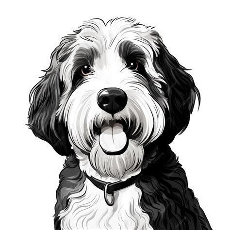 Premium Photo Sheepadoodle Minimal Cute Flat Coloring Book Kawaii Line Art