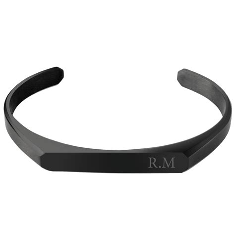 Black Engravd Signet Cuff Initials