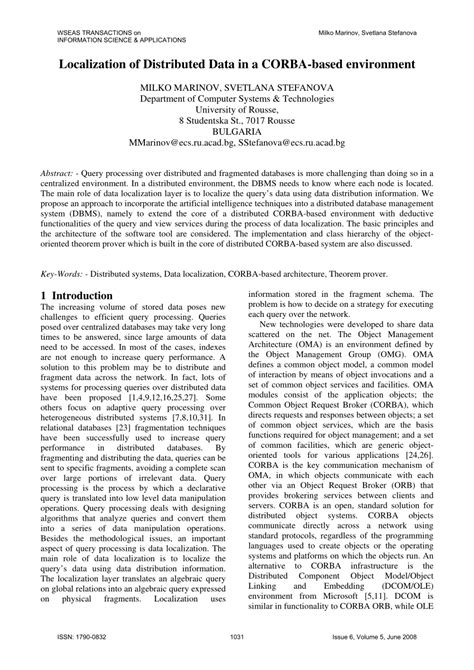 Pdf Localization Of Distributed Data In A Corba Based Environment