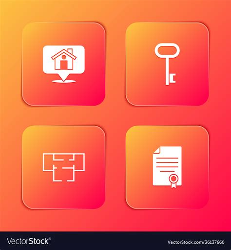 Set Location With House House Key Plan Royalty Free Vector
