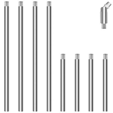 8 Pieces M10 Threaded Extension Poles Lighting Fixture Downrods Stems