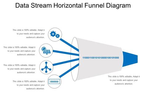 Data Stream Horizontal Funnel Diagram Powerpoint Design Template