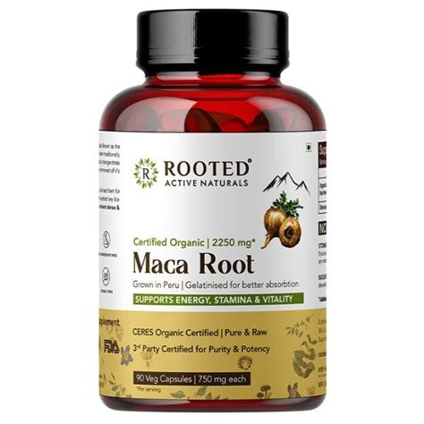 Rooted Active Natural Certified Organic Peruvian Maca Root Capsule