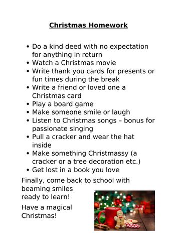 Christmas Homework Teaching Resources