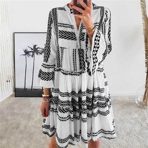 Munlar Womens Pleated Sundress Black Striped Loose Mini Dress Summer 3