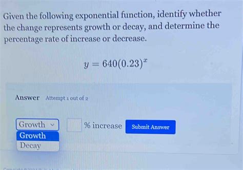 Solved Given The Following Exponential Function Identify Whether The