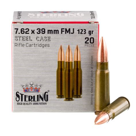 Sterling 762x39 Ammunition 20 Rounds Fmj 123 Grain Steel Cased Fc