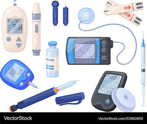 Diabetes Equipment Glucometer Injection Pen Vector Image
