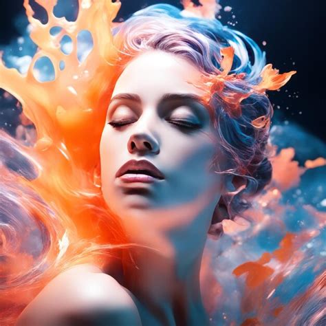 Premium Photo Young Woman With Creative Make Up In Water Young Woman With Creative Make Up In