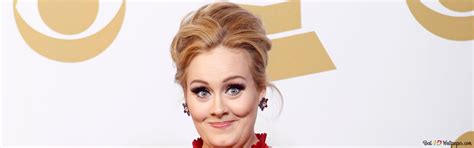 Adele In A Red Dress And Garmmy In Hand 2k Wallpaper Download
