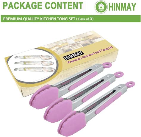 Hinmay Mini Tongs With Silicone Tips 7 Inch Serving Tongs Set Of 3 Pink Bigamart