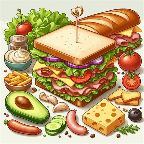 Premium Vector Sandwiches Ingredients Isolated On White Background