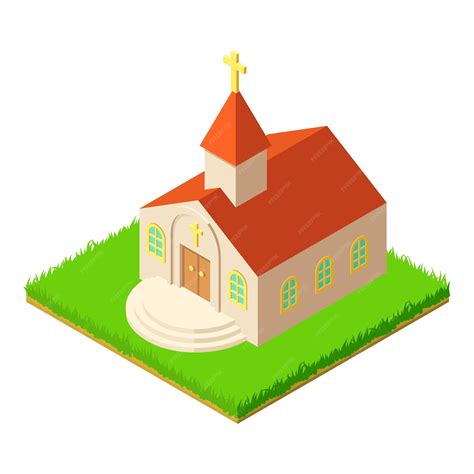 Icono De La Iglesia Cristiana Ilustración Isométrica Del Icono De