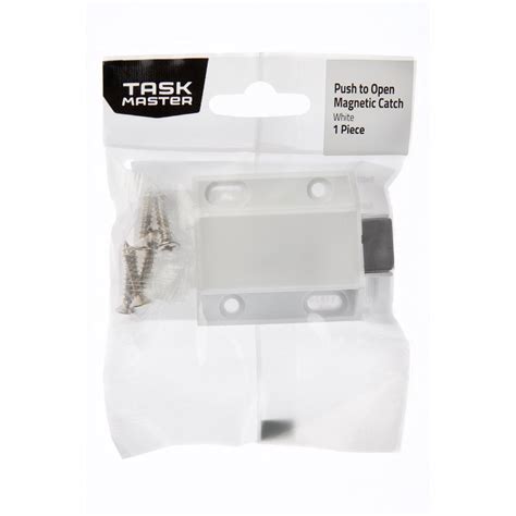 Taskmaster 38mm White Push To Open Magnetic Door Catch Bunnings New