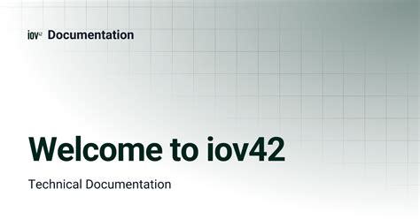 Welcome To Iov42 Documentation
