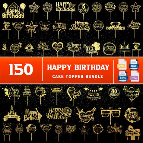 Happy Birthday Cake Topper Svg Bundle Laser Cut Cake Topper Inspire Uplift