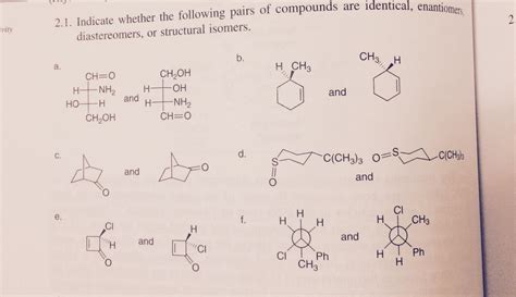Solved 2.1 Indicate whether the following pairs of compounds | Chegg.com