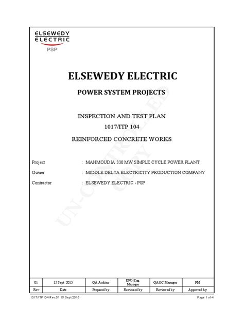 1017 Itp 104 Rev 01 Reinforced Concrete Work Pdf Concrete