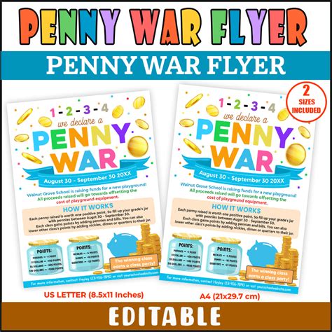Editable Penny War Flyer Fundraiser Event Template Made By Teachers