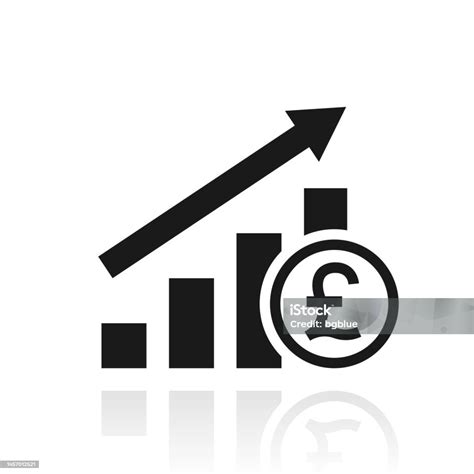 Chart Of Increased Pound Rate Icon With Reflection On White Background