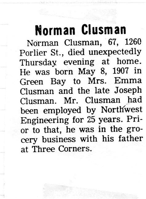 Norman Joseph Clusman 1907 1974 Find A Grave Memorial