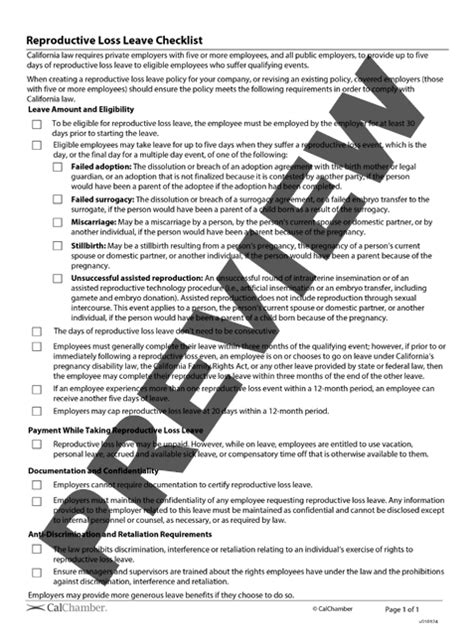 Reproductive Loss Leave Checklist Hrcalifornia