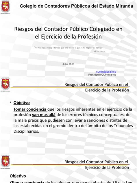 Charla Ccpem Riesgos En El Ejercicio Ucv Pdf Contador Business