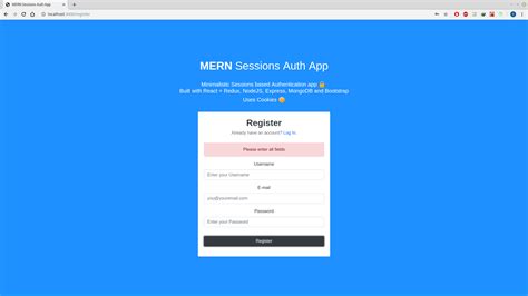 Github Shawn Dsilvamern Login Signup Component Minimalistic Sessions Based Authentication
