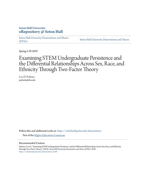 Pdf Examining Stem Undergraduate Persistence And The Differential