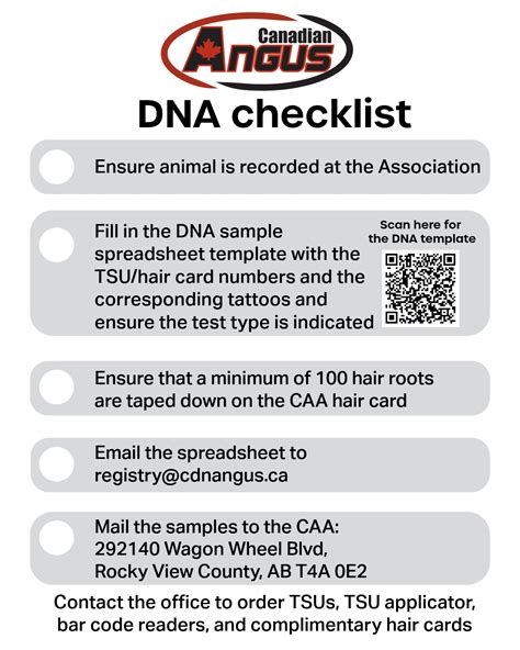 Dna Checklist Canadian Angus Association