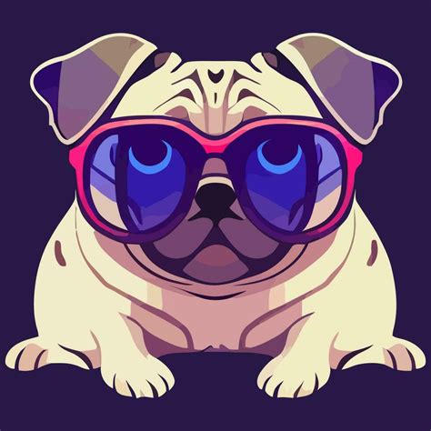 Illustration Vector Graphic Of Pug Wearing Sunglasses Isolated Good For